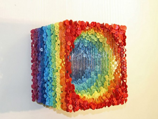 An Artist Creates Beautiful Hanging Artworks Using Simple Buttons ...