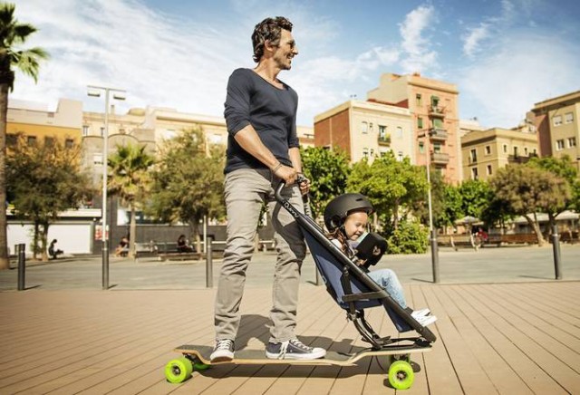 This Innovative Skateboard Lets You Stroll The Baby While Skating
